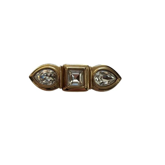 SAL | Jewelry | Vintage Sal Swarovski Pin Brooch Clear Crystals Gold ...